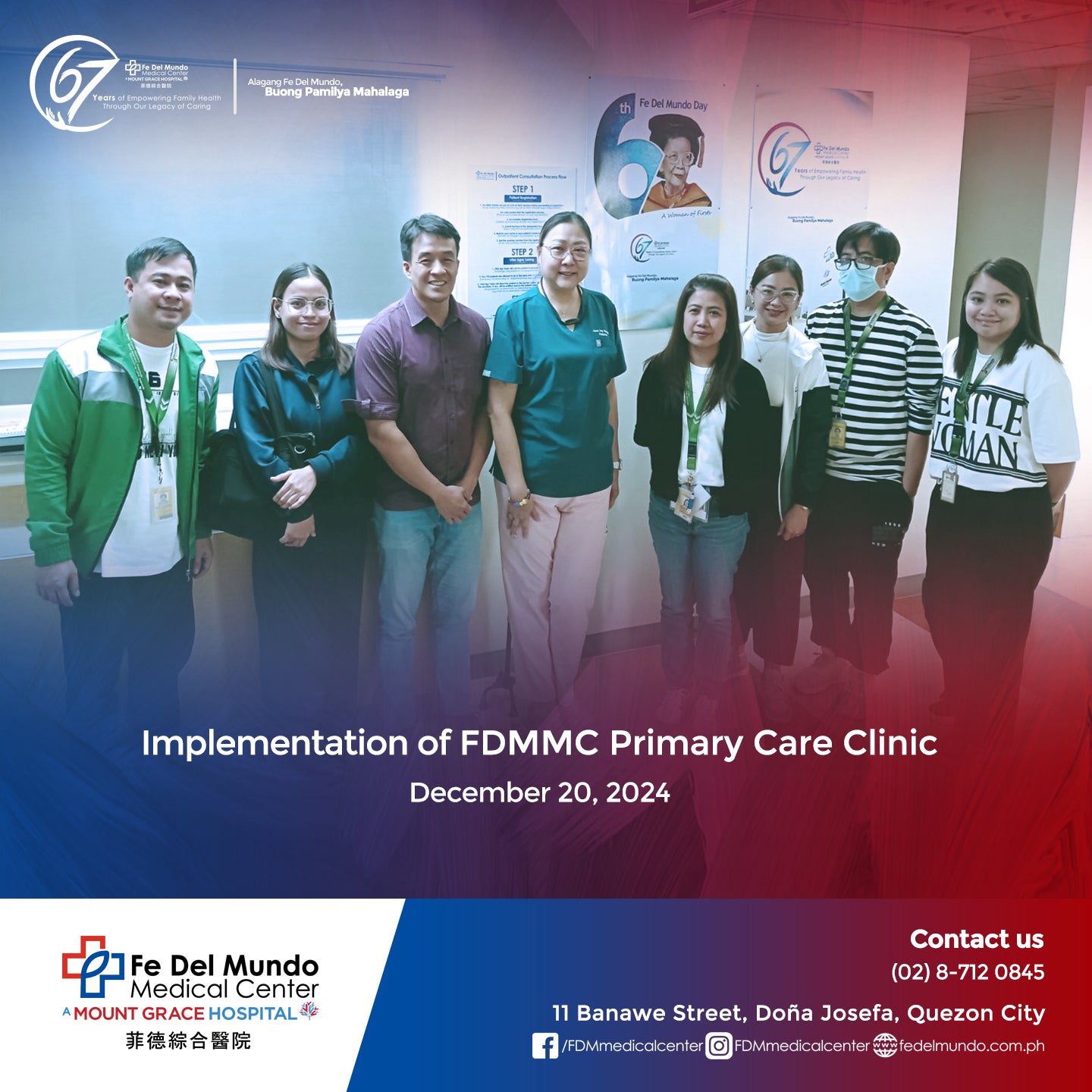 Implementation of FDMMC Primary Care Clinic – Fe Del Mundo Medical Center
