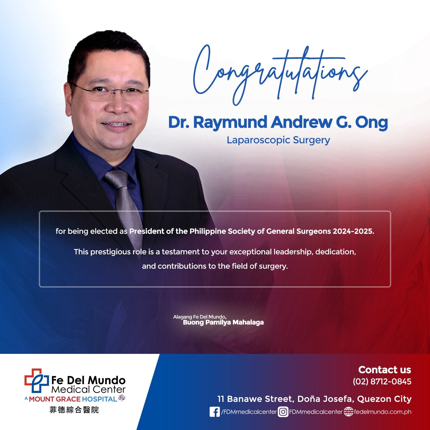 Congratulations, Dr. Ong! – Fe Del Mundo Medical Center